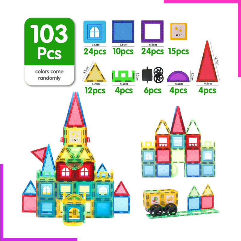 Tuiles Magnétiques De Construction 103 Pièces| Bogui Store