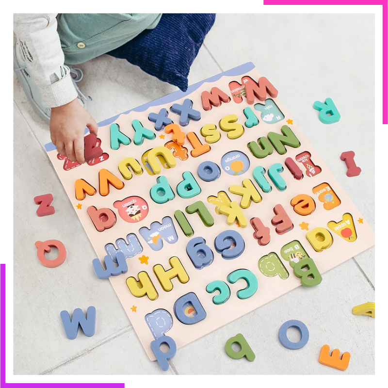 Alphabet Majuscules et Minuscules Montessori En Bois| Bogui Store